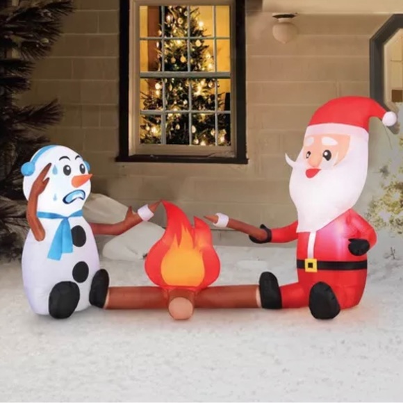 Holiday | Lightup Santa Snowman Campfire Inflatable Yard Decoration ...